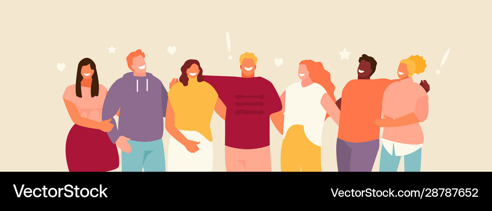 Hugging people friends Royalty Free Vector Image