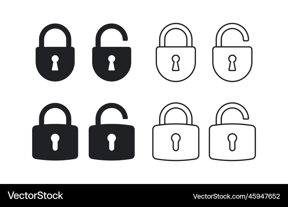 Lock icon padlock icon types of locks to use Vector Image