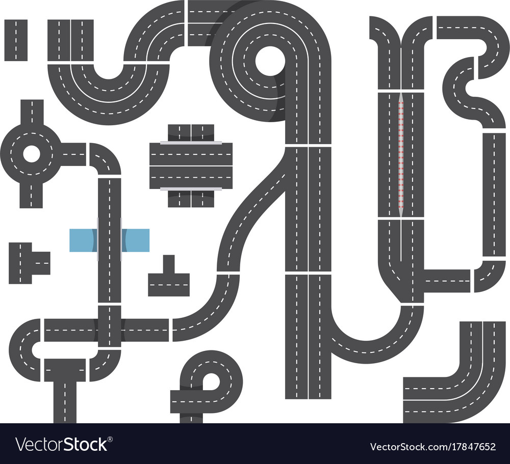Map from different fragments of city road highway Vector Image