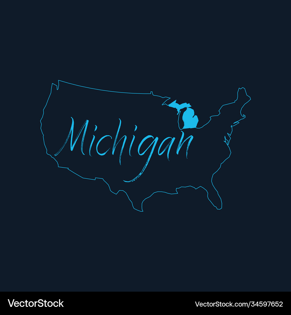 Michigan state highlighted on united states Vector Image