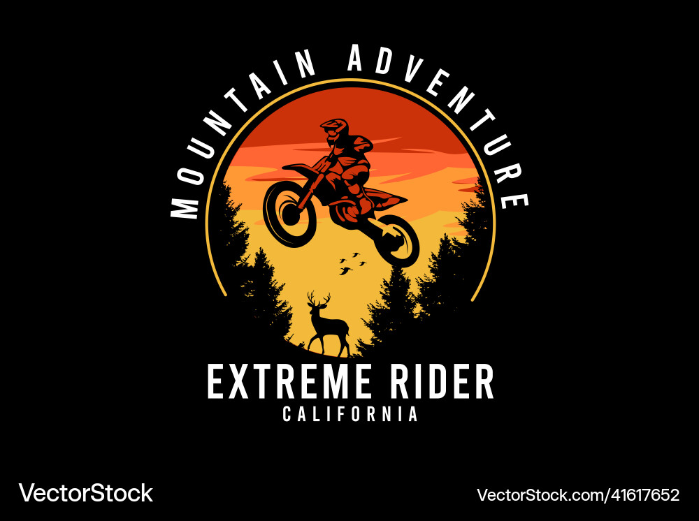 Mountain adventure extreme rider design Royalty Free Vector