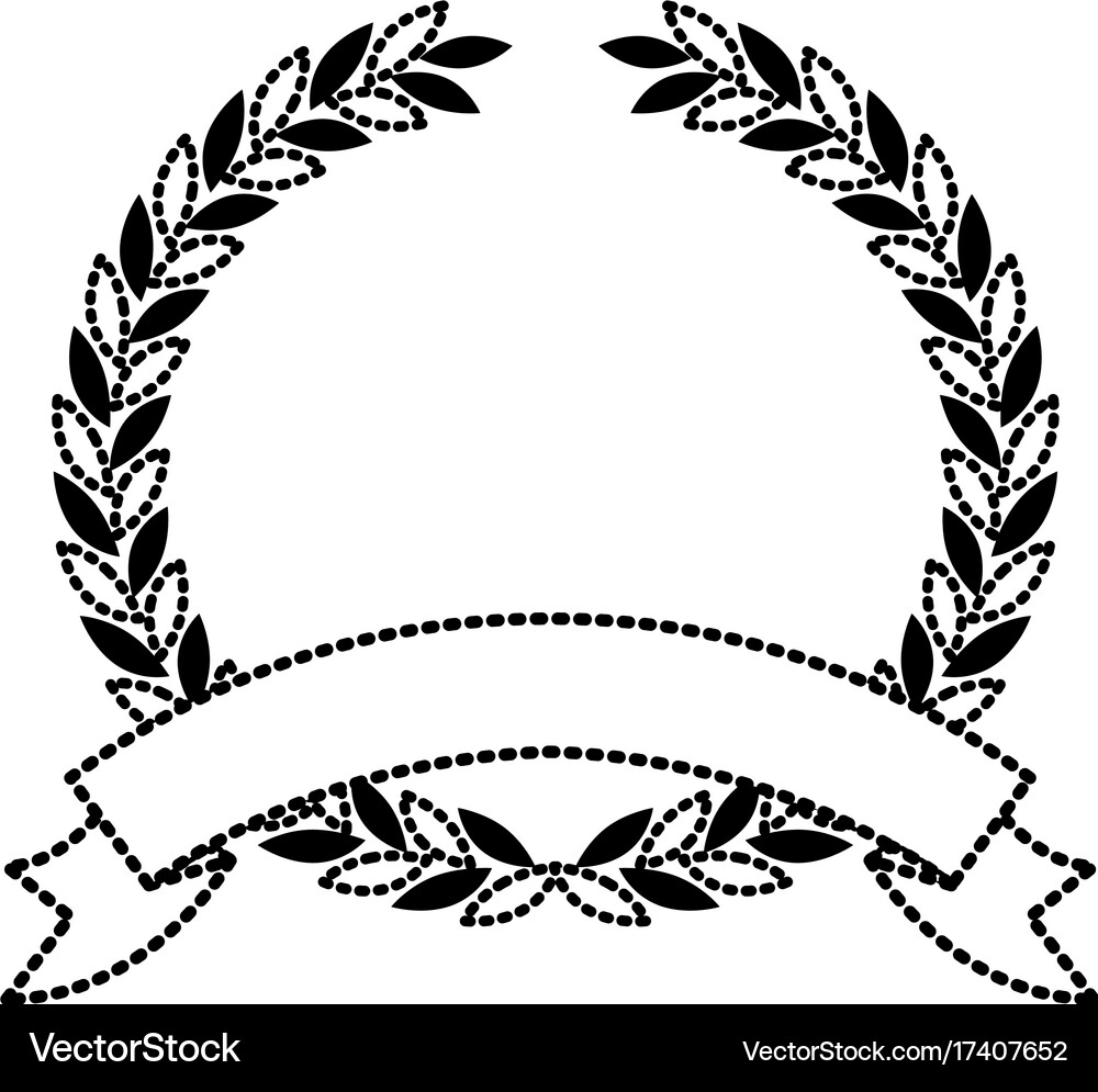 Olive branch black silhouette crown with ribbon Vector Image