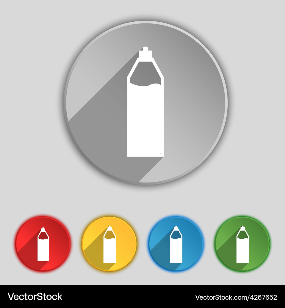 Plastic bottle with drink icon sign symbol on five