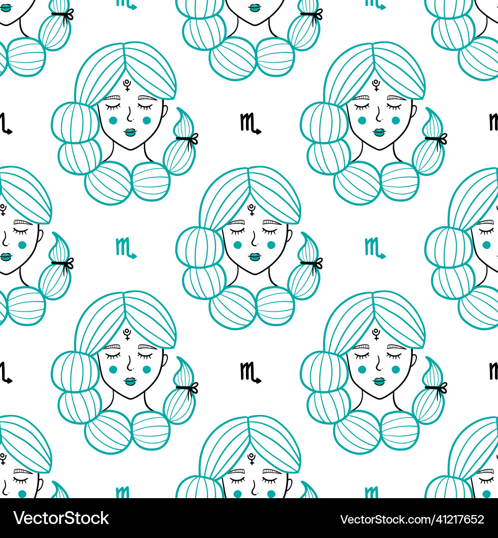 Scorpio zodiac sign girl seamless pattern Vector Image