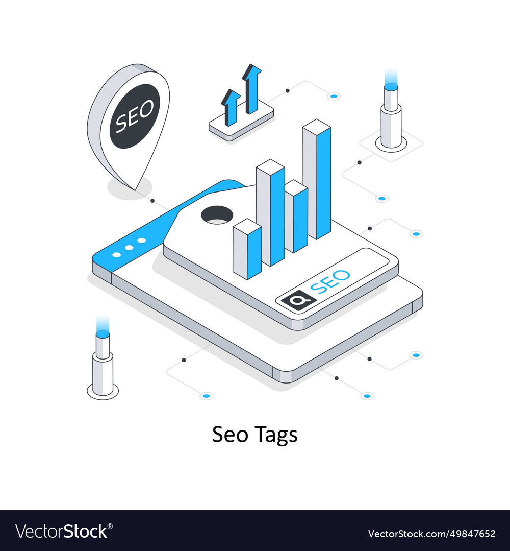 Seo tags isometric stock eps file Royalty Free Vector Image