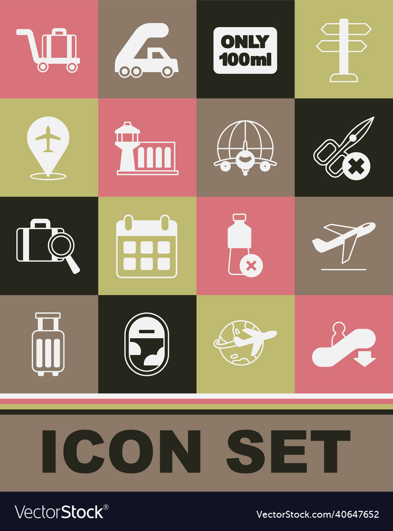 Set escalator down plane takeoff no scissors Vector Image Set escalator down plane takeoff no scissors Vector Image