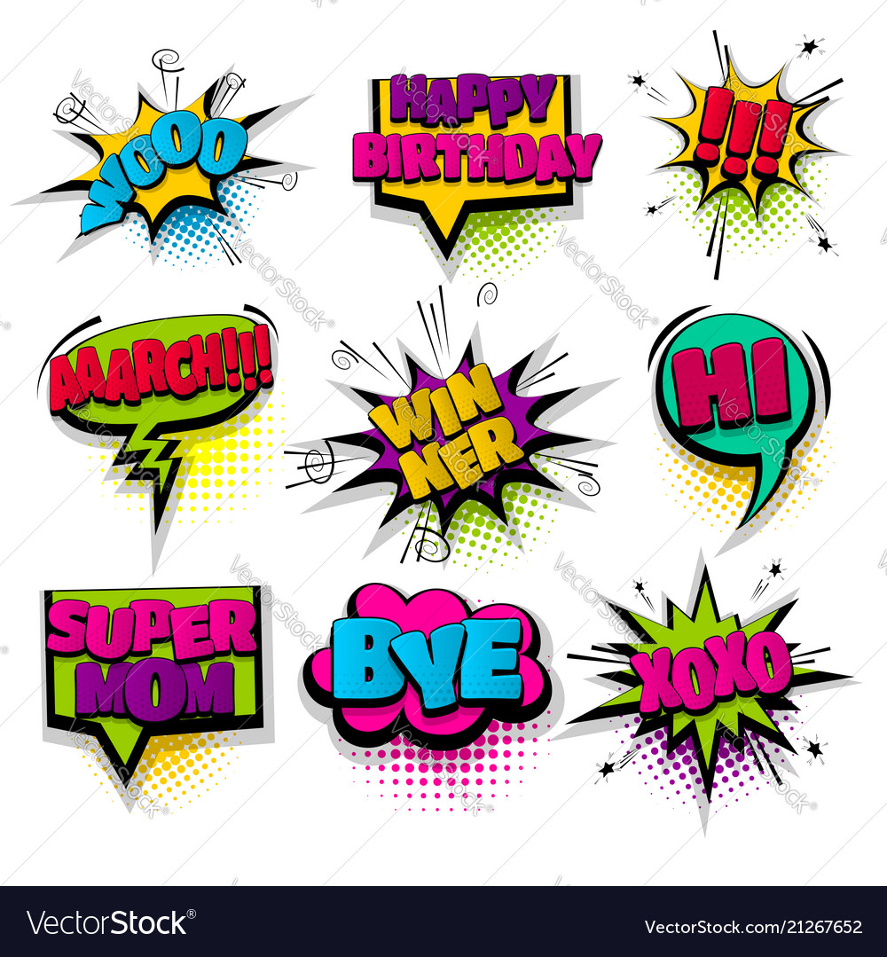 Set hand drawn effects comic speech bubbles Vector Image