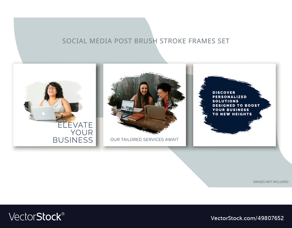 Textured brush stroke frames template set Vector Image