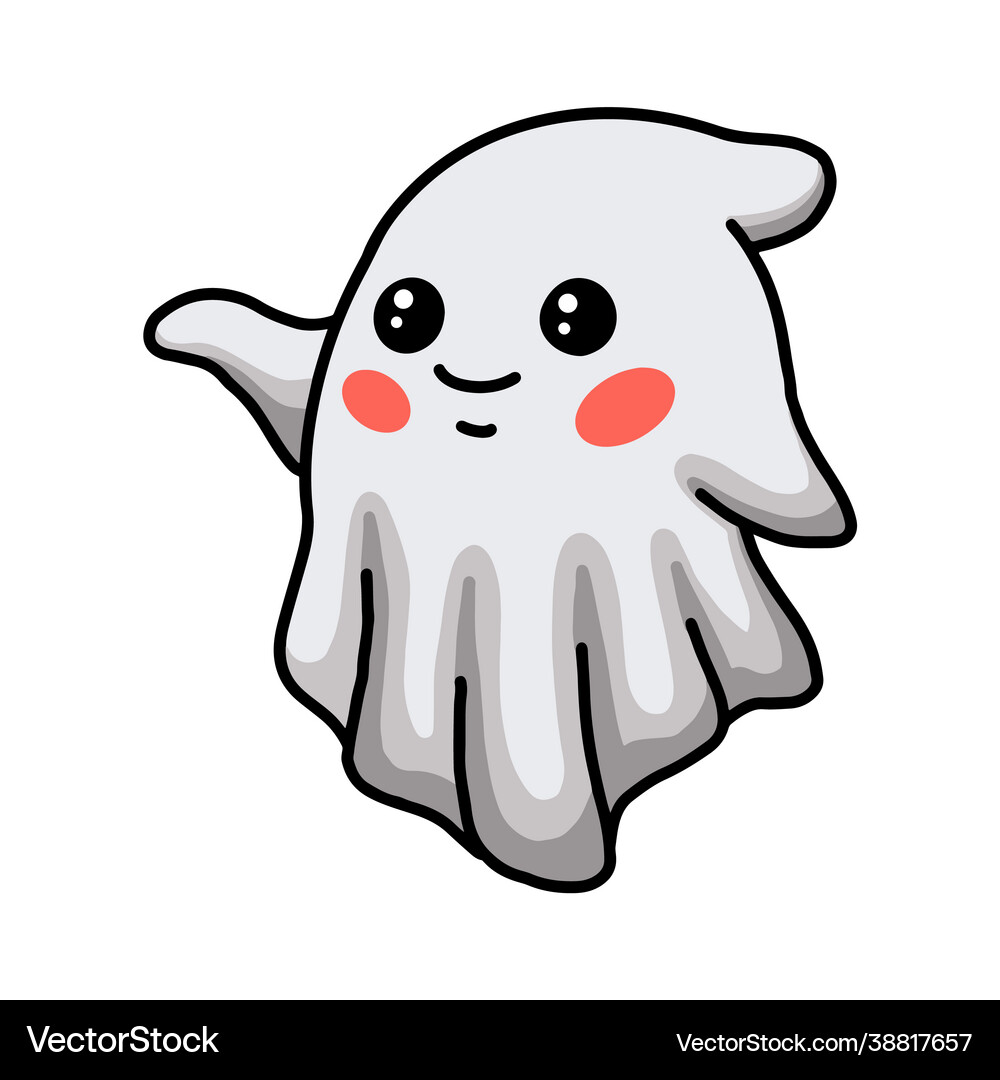 Cartoon cute halloween ghost waving hand Vector Image
