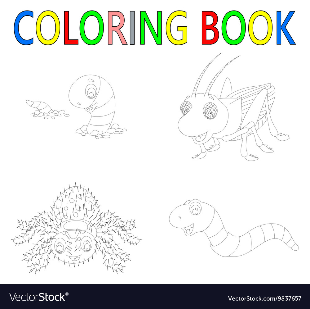 Coloring book with insect collection Royalty Free Vector