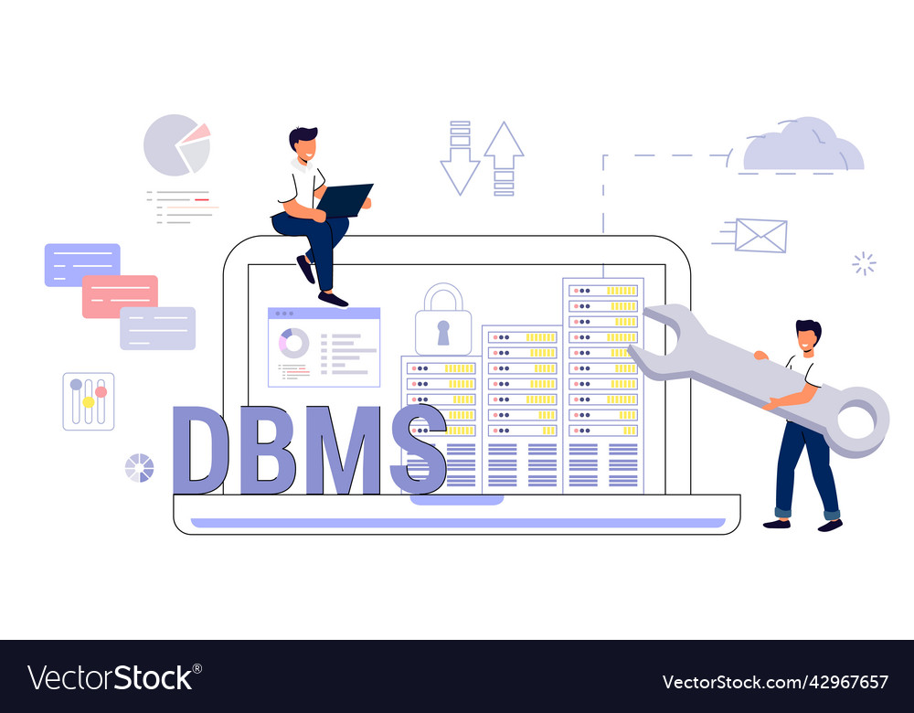 Database administrator dbms software data center Vector Image Database administrator dbms software data center Vector Image