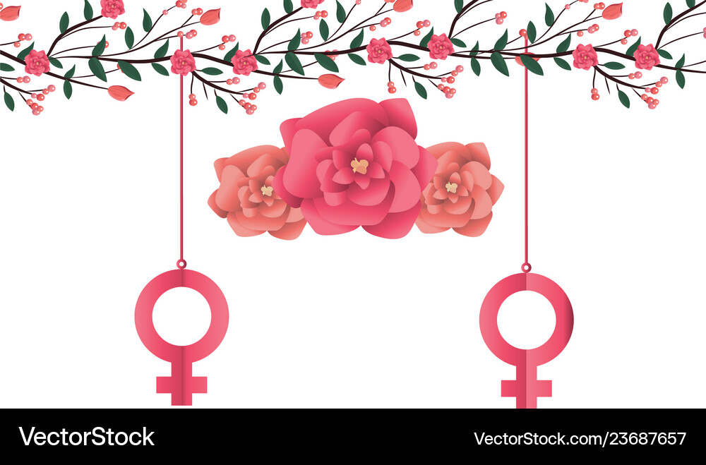 Female sign with roses Royalty Free Vector Image