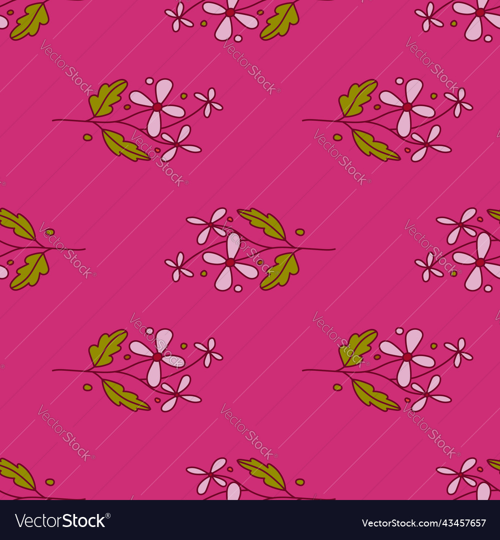 Hand Drawn Vintage Flower Seamless Pattern Vector Image