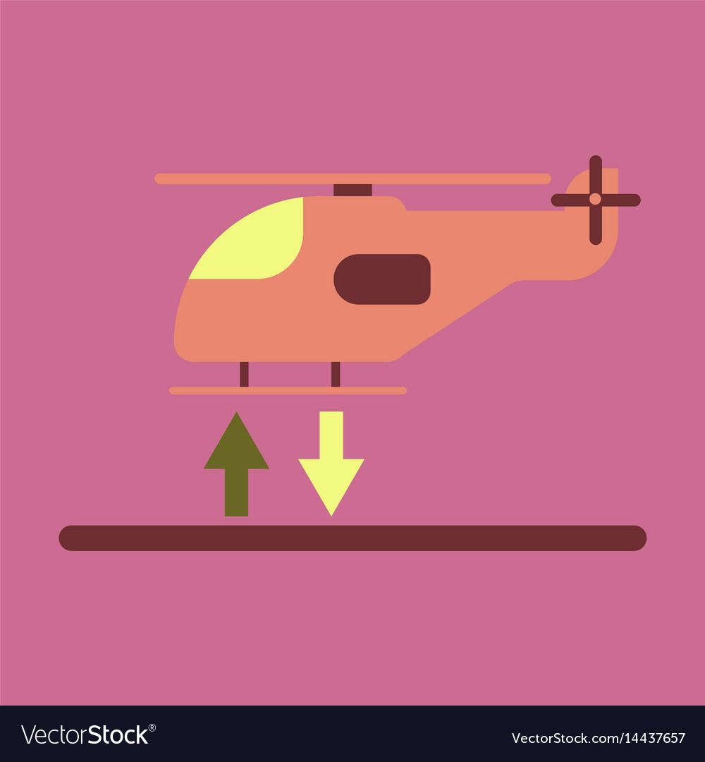 Icon in flat design helicopter lands Royalty Free Vector