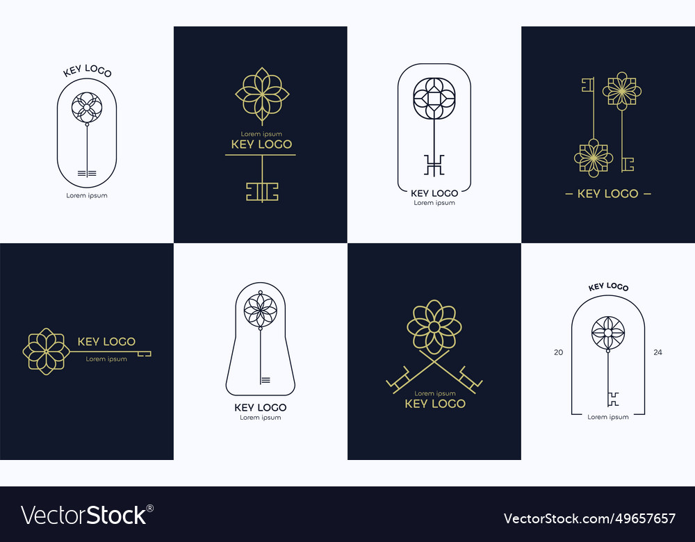 Keys logo endless looping ornate key badges Vector Image Keys logo endless looping ornate key badges Vector Image