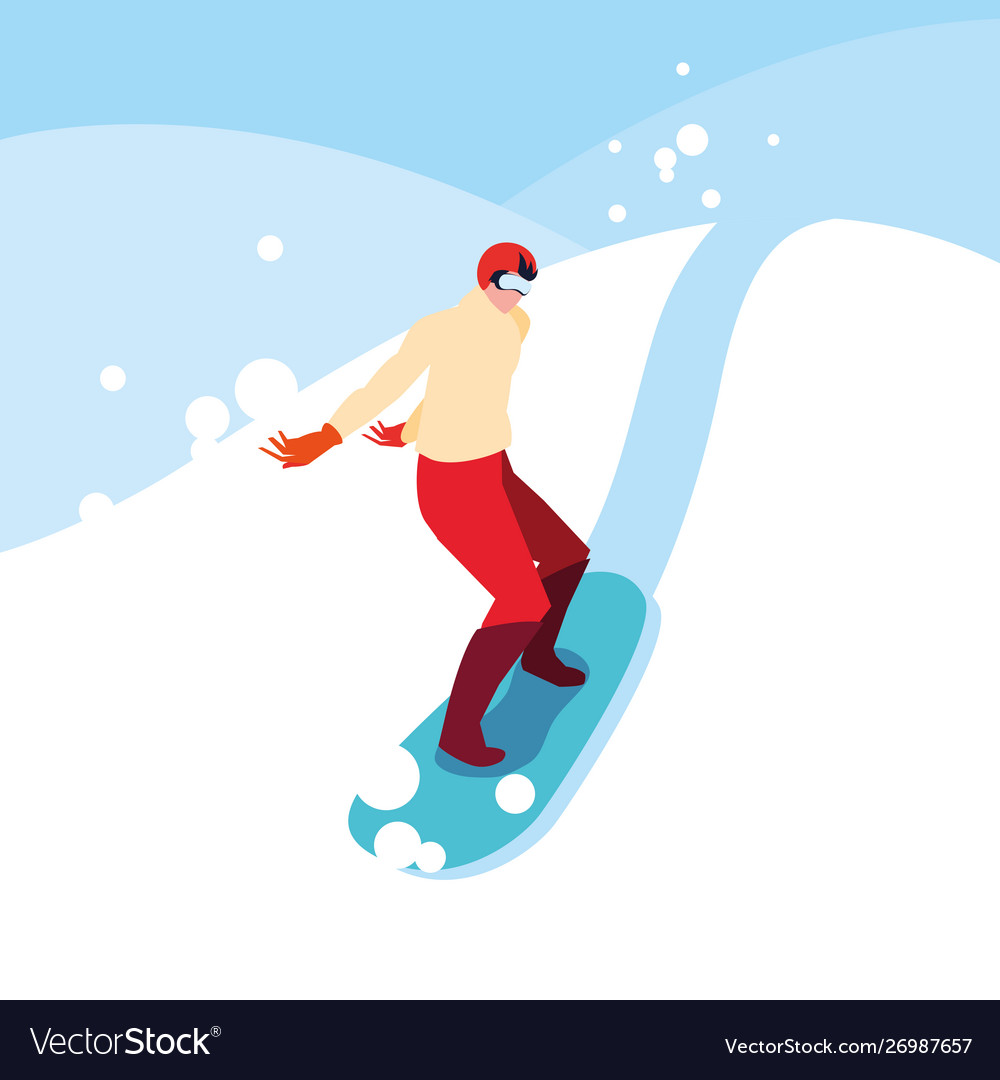 Man practicing snowboard sport extreme Royalty Free Vector