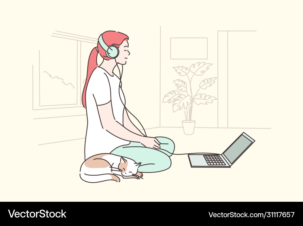 Music meditation dream relax concept Royalty Free Vector