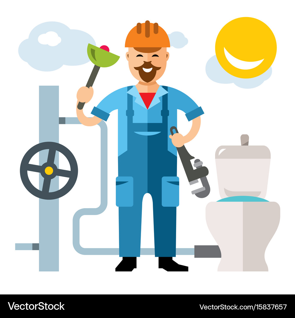 Plumber flat style colorful cartoon Royalty Free Vector