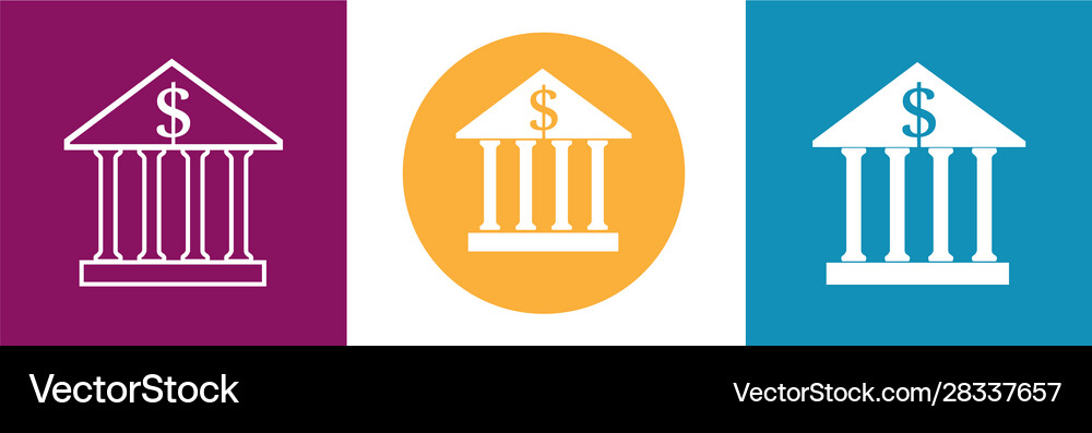 Set modern bank icons in different colors Vector Image