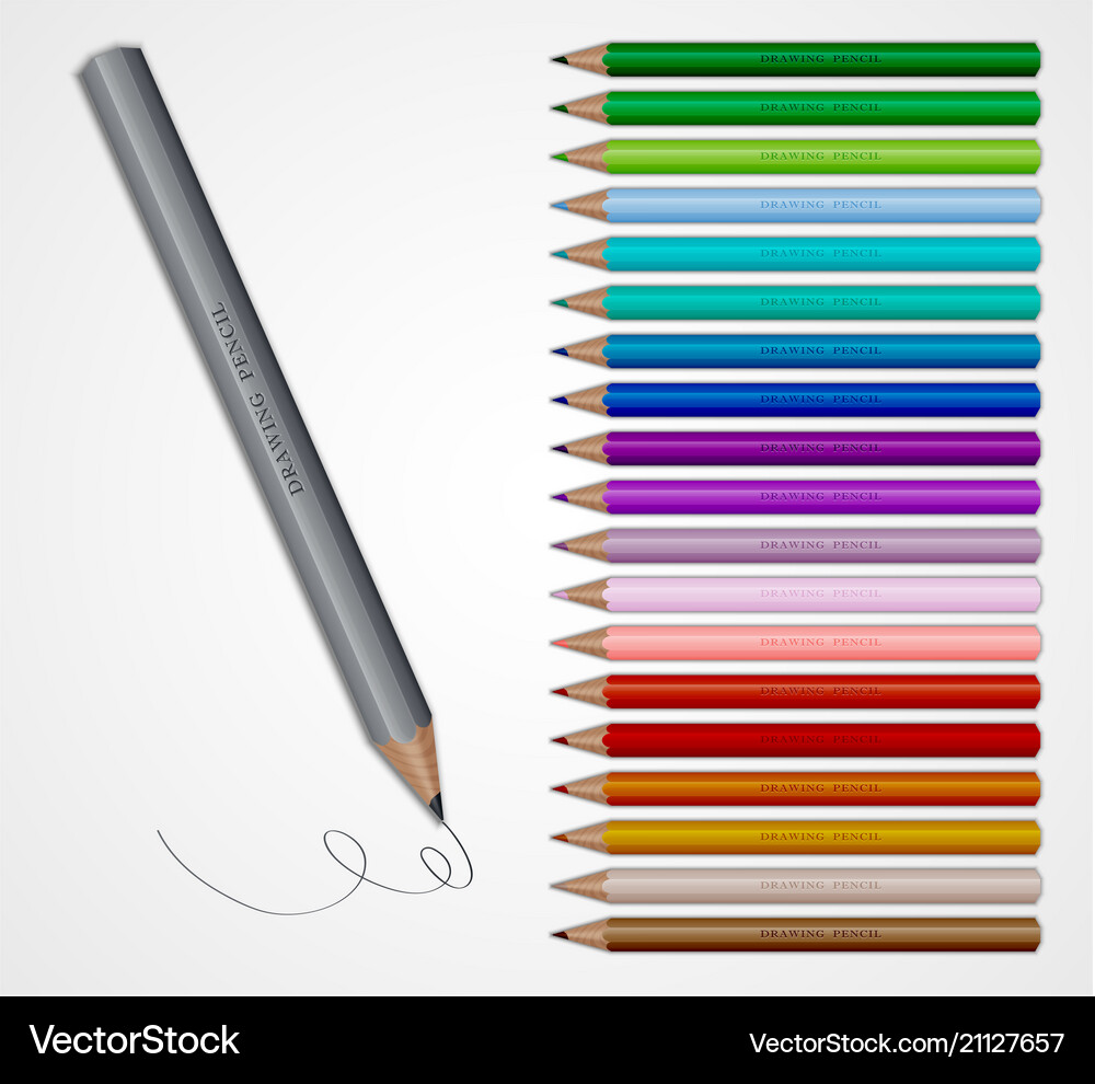 Set of coloured pencils on white Royalty Free Vector Image