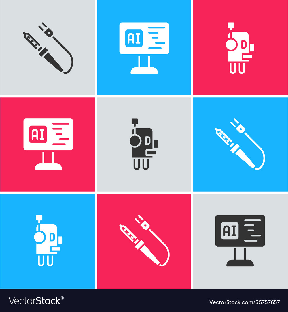 Set soldering iron software and robot icon Vector Image Set soldering iron software and robot icon Vector Image