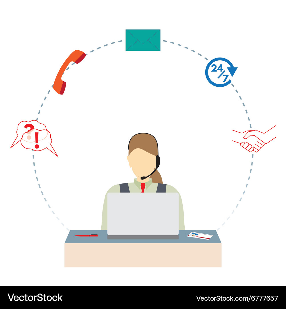 Woman working in a call center Support service Vector Image