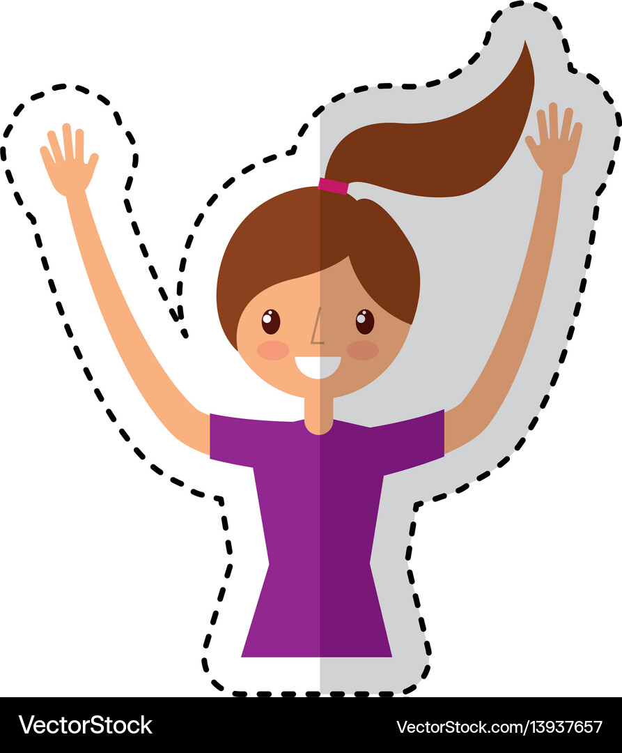 Young woman celebrating character Royalty Free Vector Image