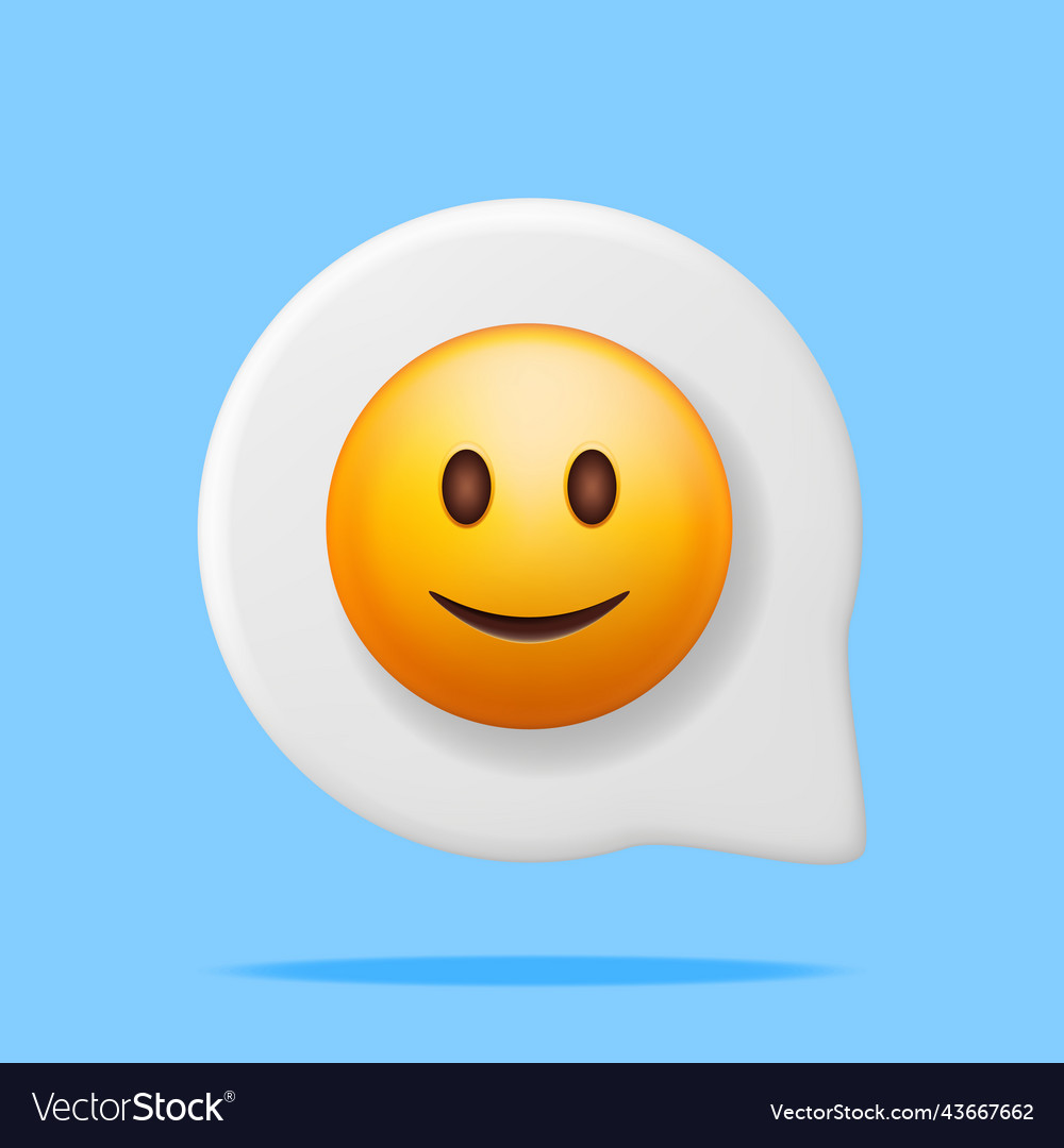 3d yellow happy emoticon on speech bubble Vector Image 3d yellow happy emoticon on speech bubble Vector Image