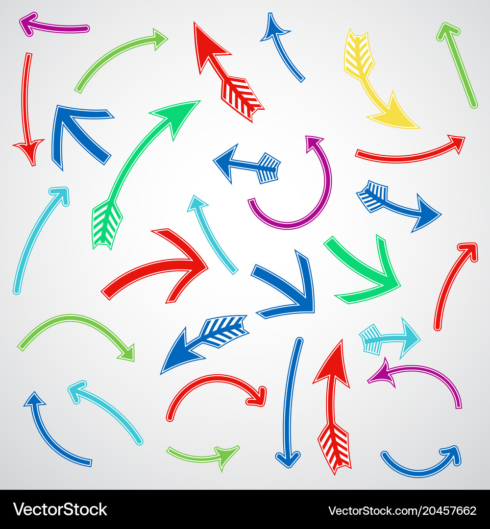 Colored arrows set set of icons Royalty Free Vector Image