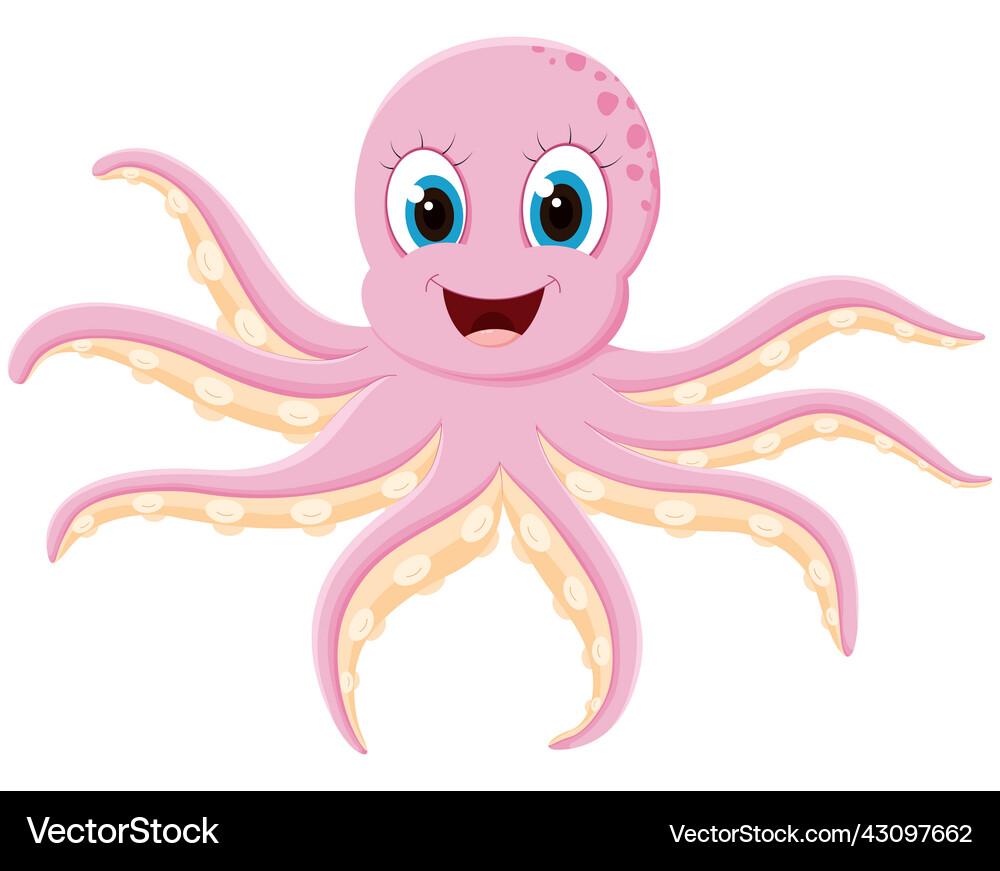 Cute octopus cartoon isolated on white Royalty Free Vector