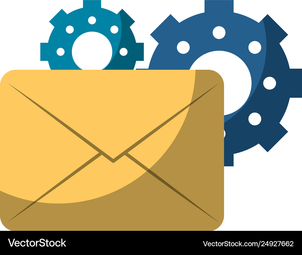 Email and gears symbols Royalty Free Vector Image