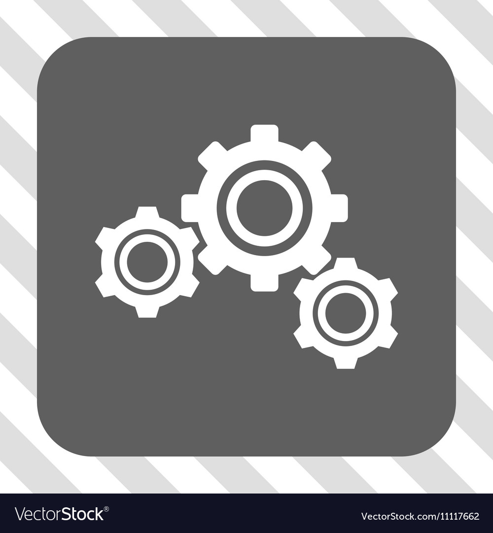 Gears Rounded Square Button Royalty Free Vector Image