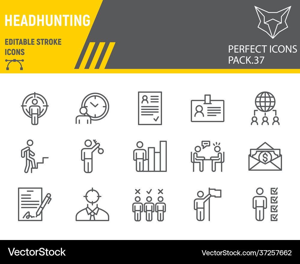 Headhunting line icon set head hunting collection Vector Image