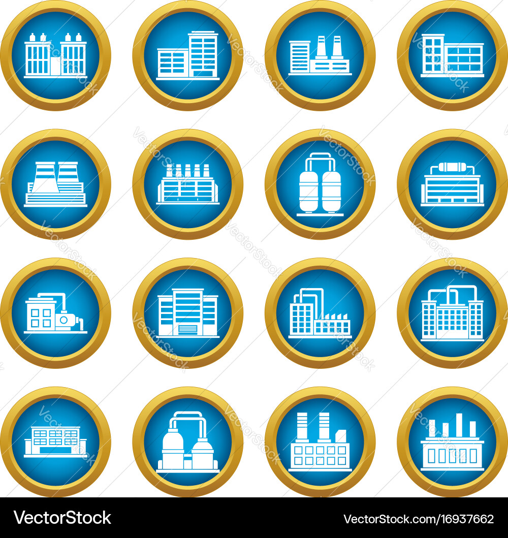Industrial building icons blue circle set Vector Image