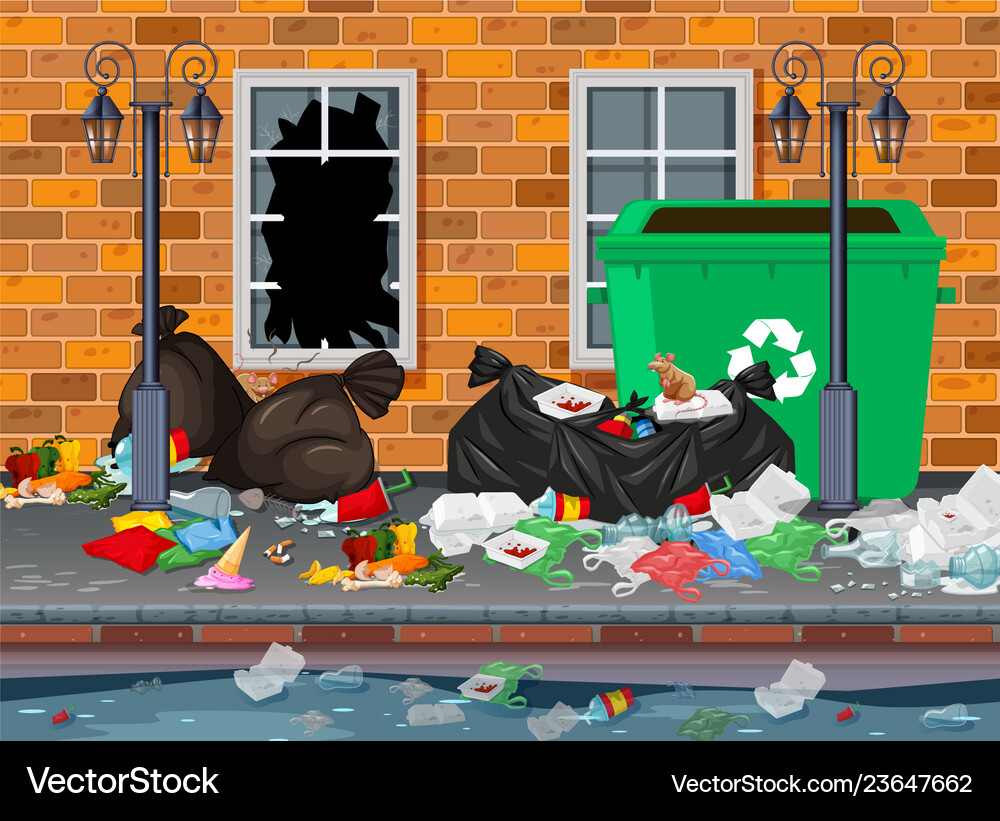 Litter in the city background Royalty Free Vector Image