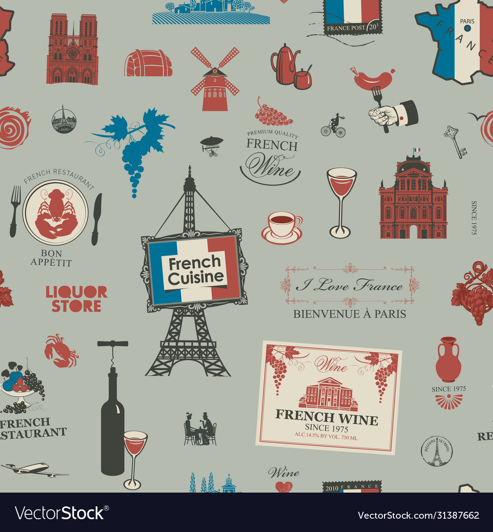 Seamless pattern on theme french cuisine Vector Image