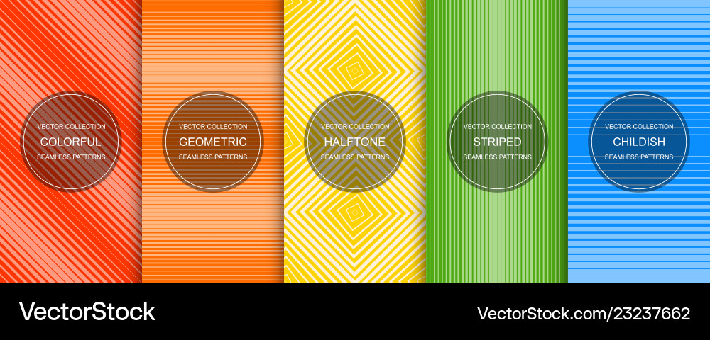 Set of colorful seamless geometric patterns Vector Image