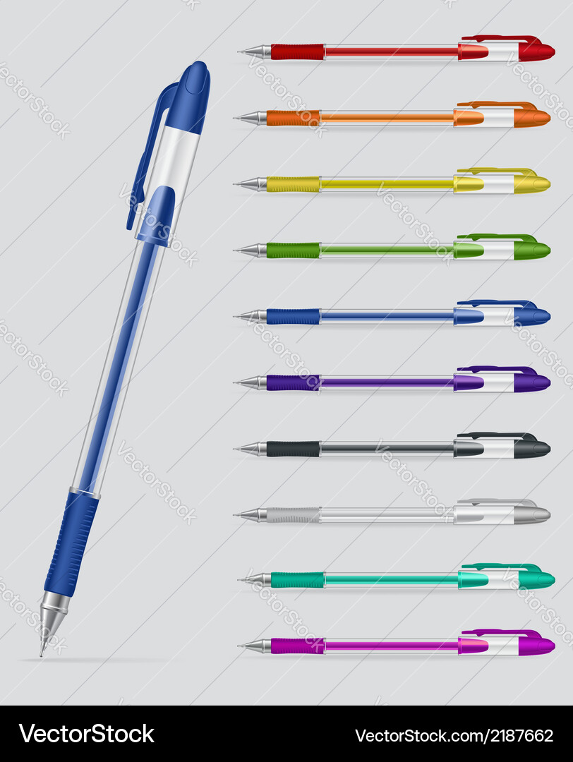 Set of gel pens Royalty Free Vector Image - VectorStock