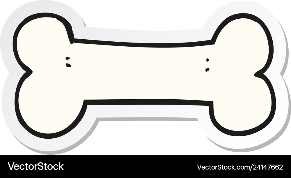 Sticker of a cartoon bone Royalty Free Vector Image