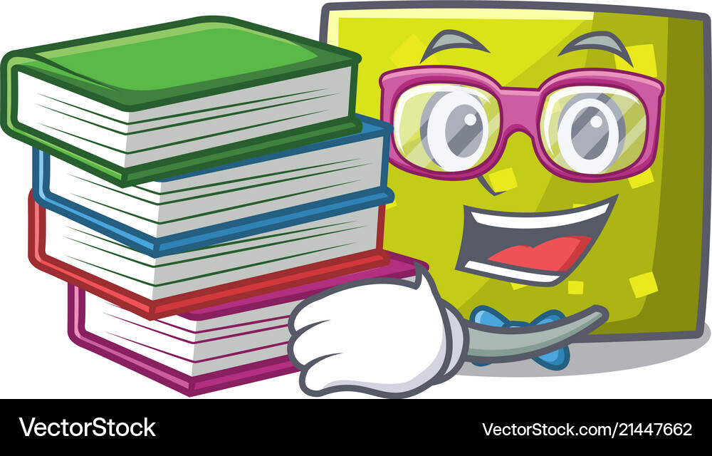 Student with book square mascot cartoon style Vector Image