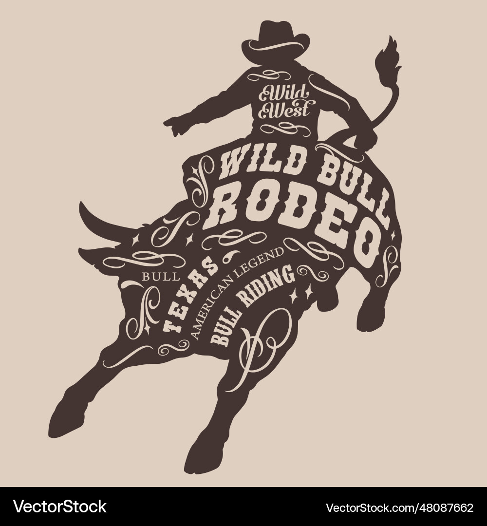 Texas rodeo vintage poster monochrome Royalty Free Vector