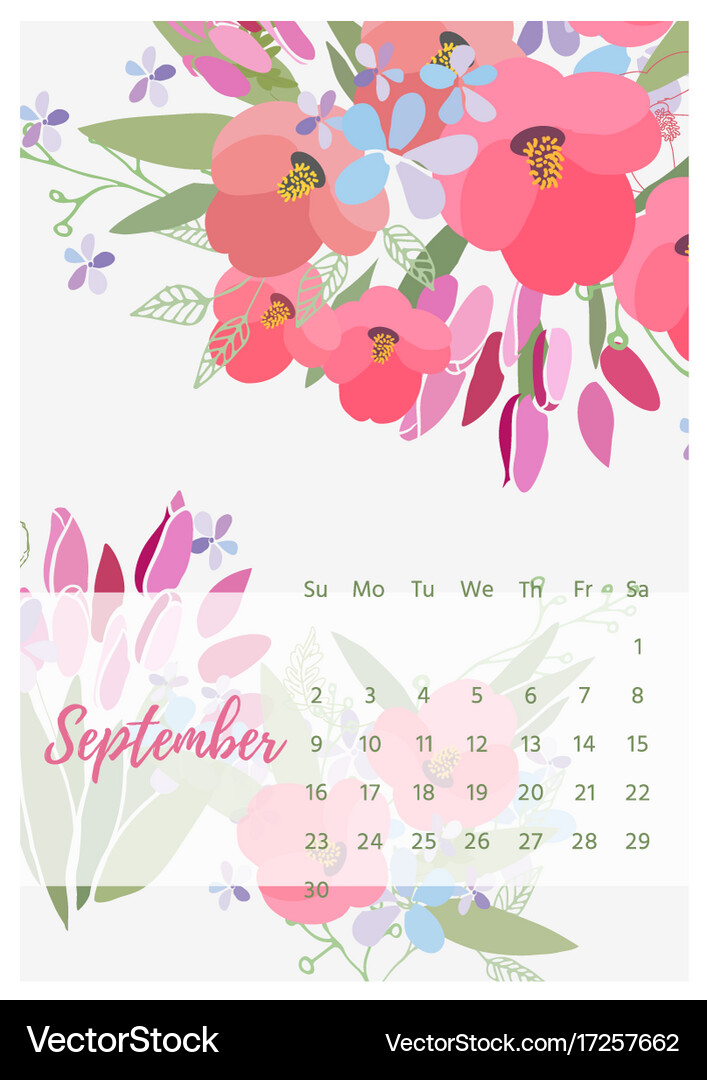 Vintage floral calendar 2018 Royalty Free Vector Image
