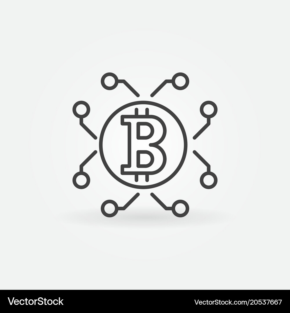 Bitcoin and cryptocurrency outline icon Royalty Free Vector