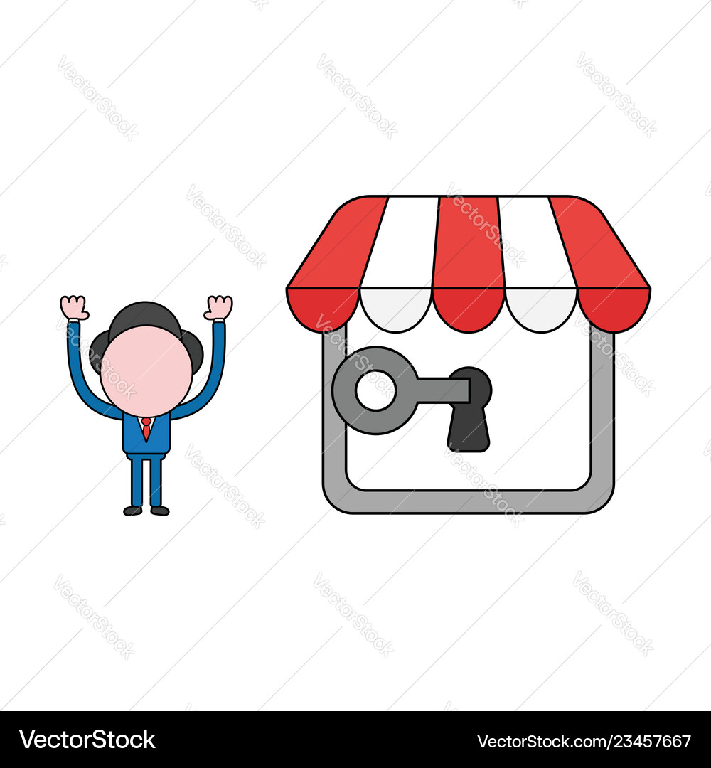 Businessman character lock or unlock store Vector Image