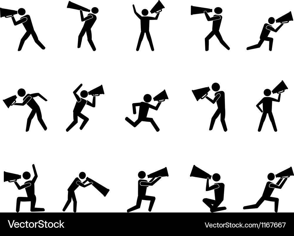 Collection of people with megaphone Royalty Free Vector