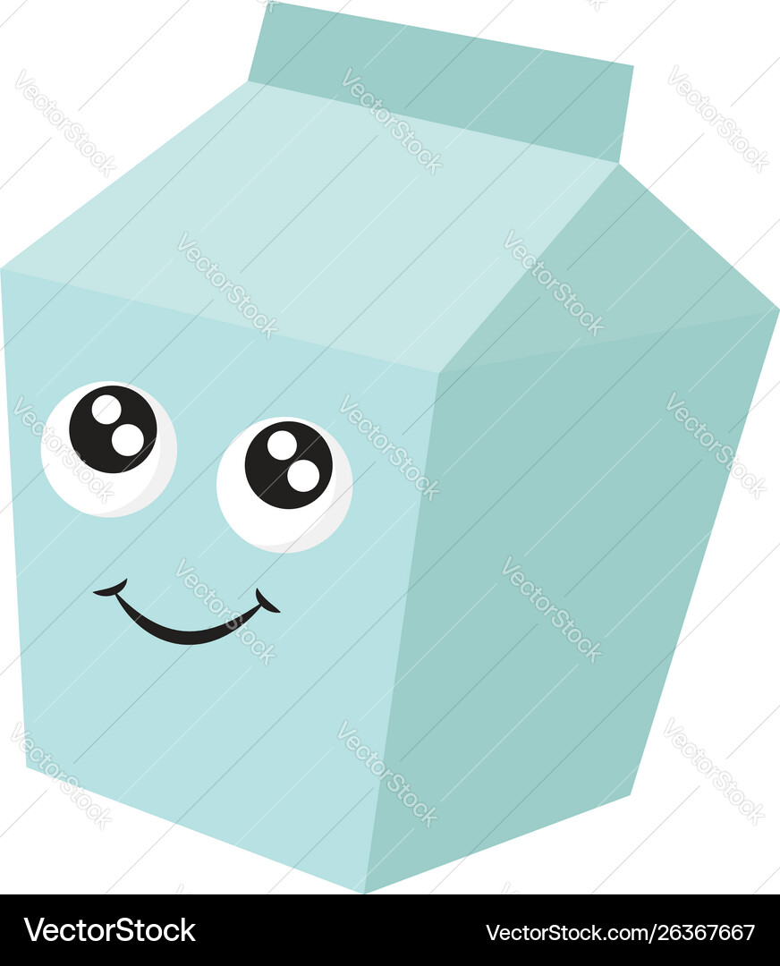 Cute milk in carton pack on white background Vector Image