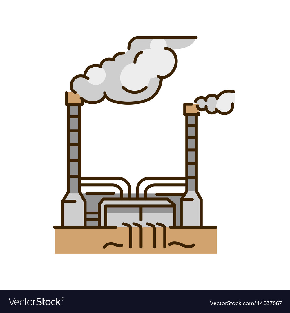 Geothermal factory color line icon pictogram Vector Image Geothermal factory color line icon pictogram Vector Image