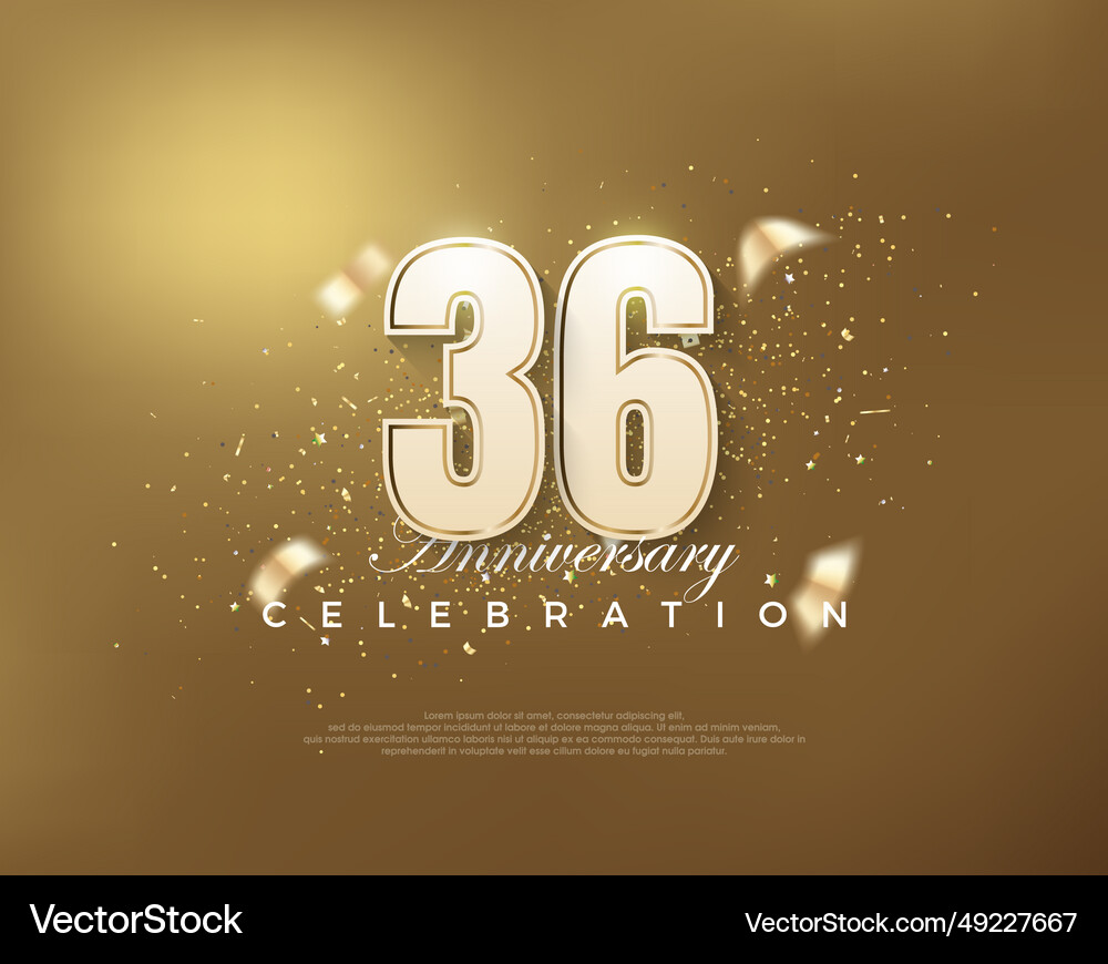 Luxury gold 36th anniversary celebration with Vector Image