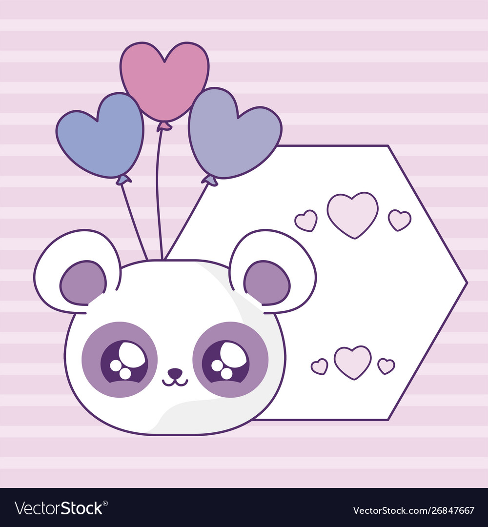 Panda bear baby in card kawaii style Royalty Free Vector