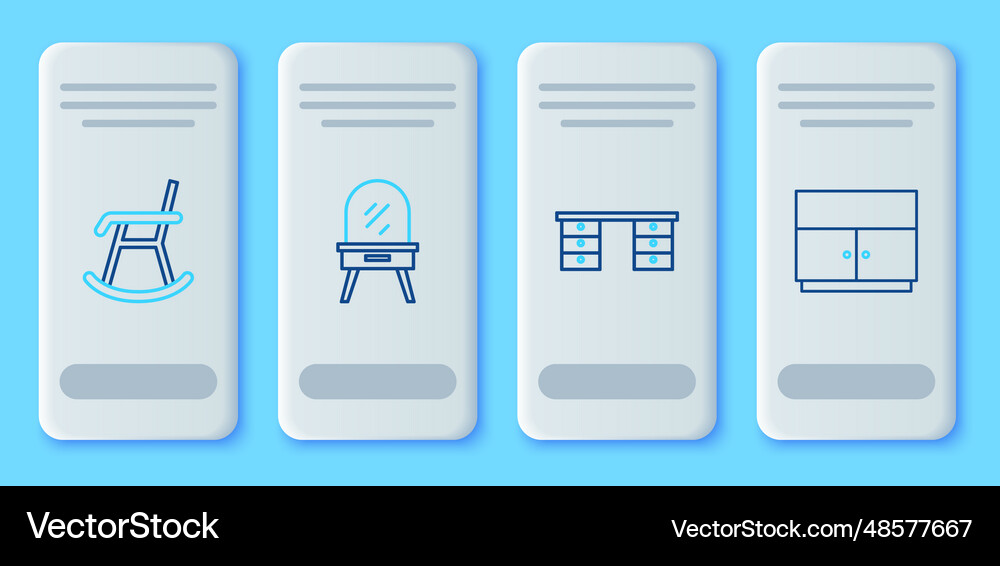 Set line dressing table office desk armchair and Vector Image